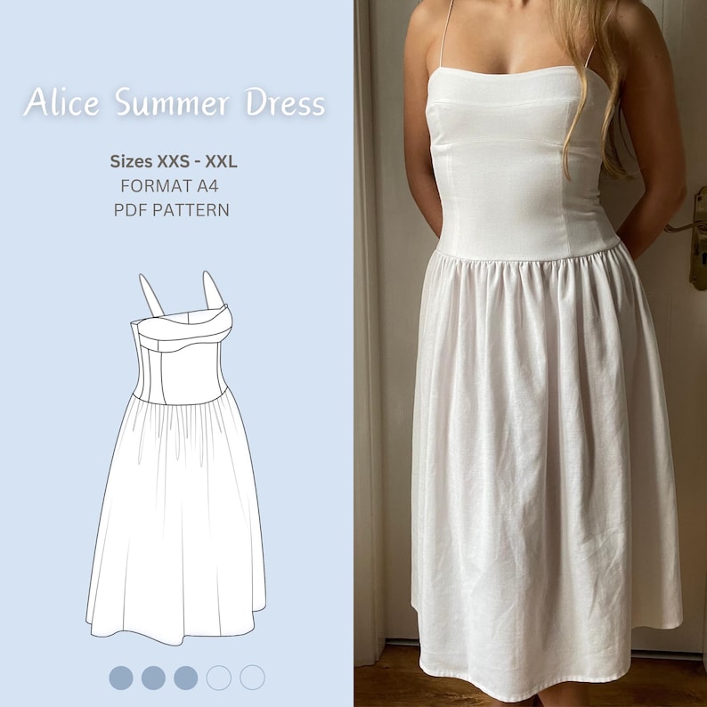 Alice Summer Dress Pattern | Drop-waist Midi Dress | Digital PDF Sewing ...