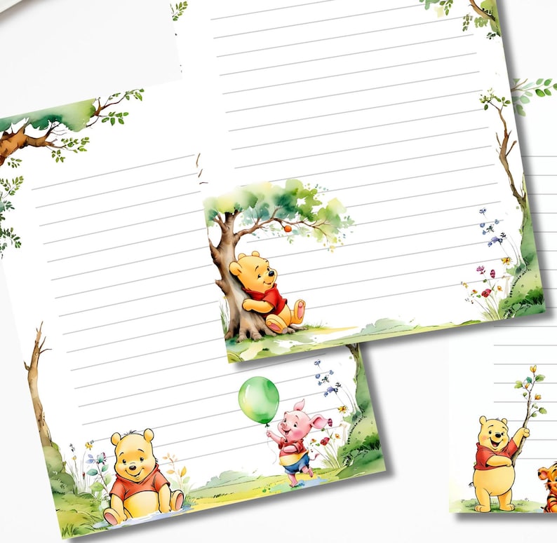 Classic Winnie the Pooh Notepad Paper, Hundred Acre Wood, Pooh Writting ...