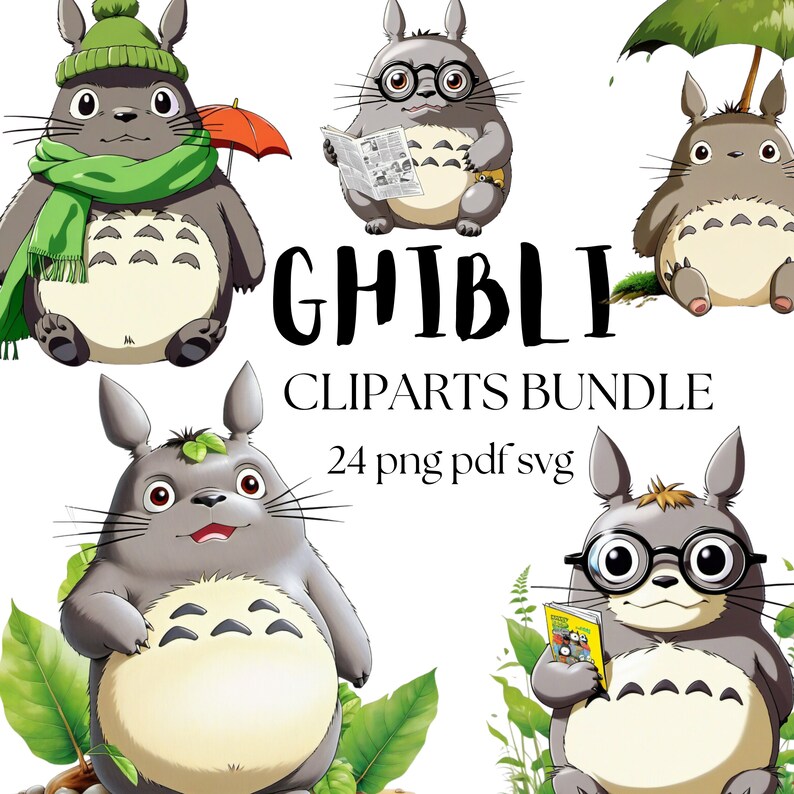 My Neighbor Totoro Cliparts Bundle, Totoro Svg, Studio Ghibli Png ...