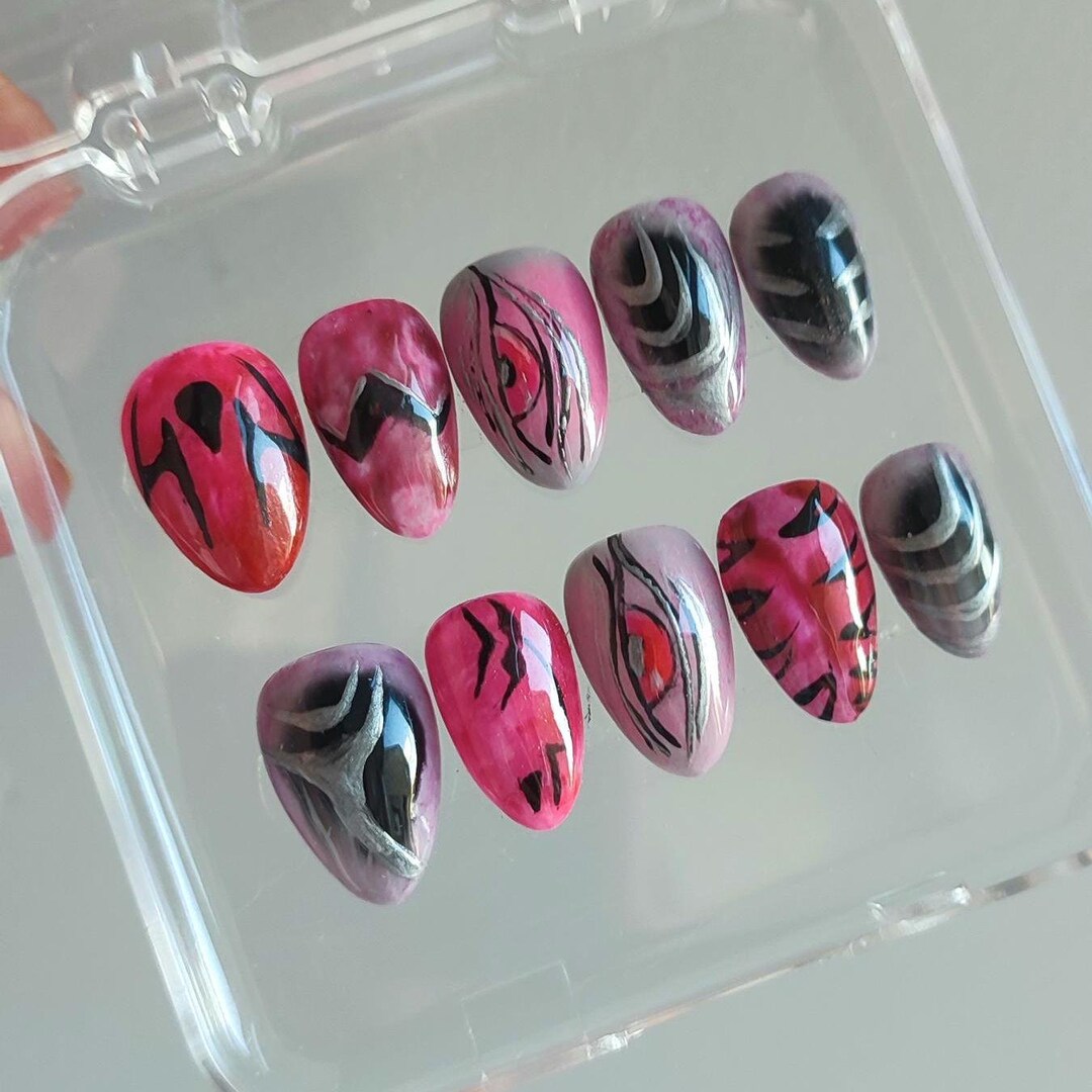 Ryomen Sukuna Nails, Halloween Nails, Anime Press on Nails, Jjk, Gothic ...