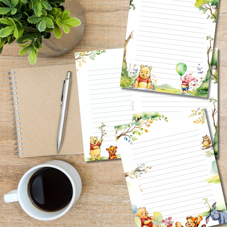 Classic Winnie the Pooh Notepad Paper, Hundred Acre Wood, Pooh Writting ...