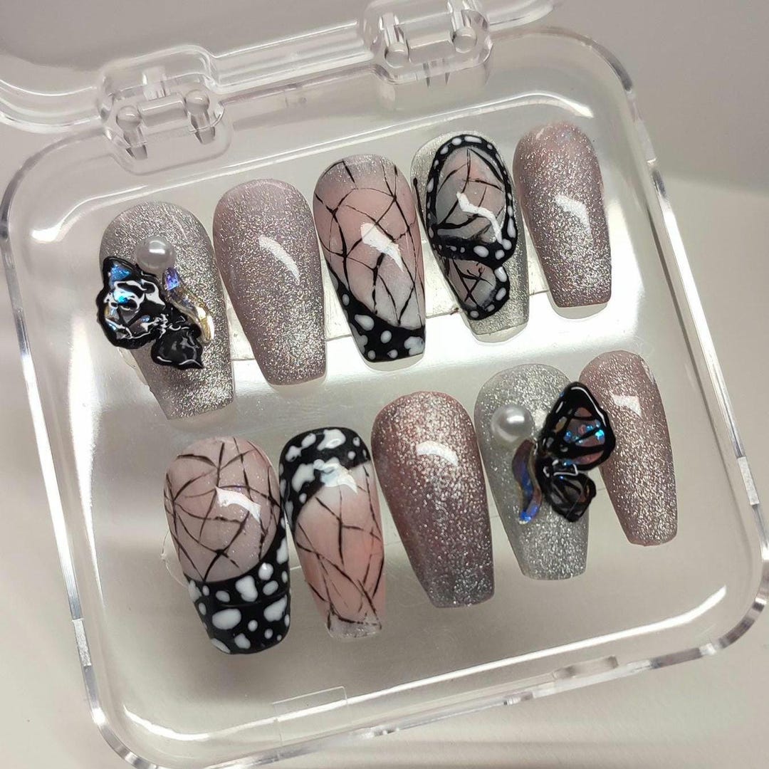 Shinobu Kocho Nails Demon Slayer Inspired Color Changing Press on Nails ...