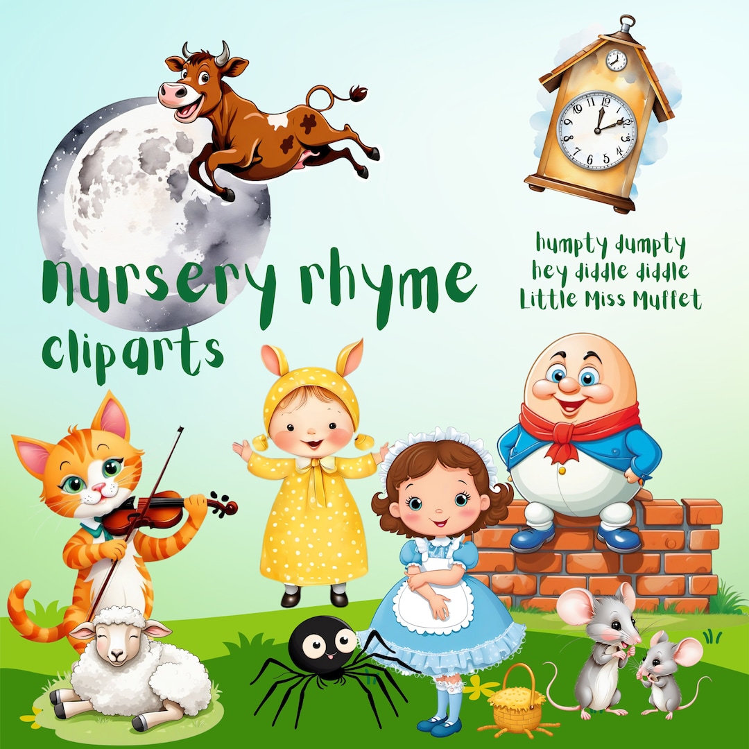 Humpty Dumpty Nursery Rhyme 18 Png Clipart Bundle, Vintage Anime ...