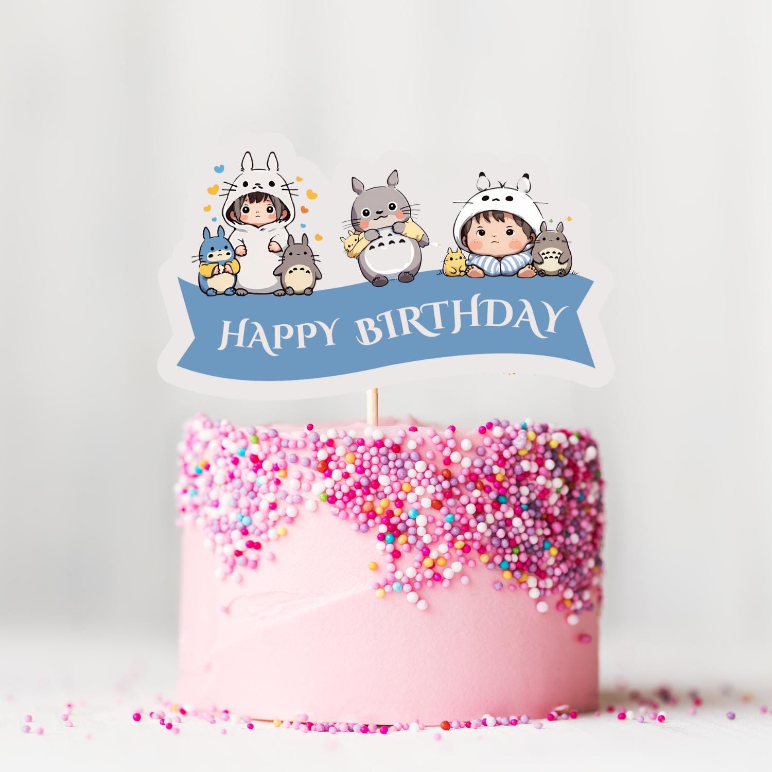Printable Large Totoro Cake Topper, My Neighbor Totoro Happy Birthday ...