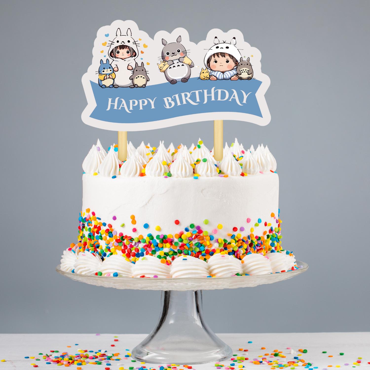 Printable Large Totoro Cake Topper, My Neighbor Totoro Happy Birthday ...
