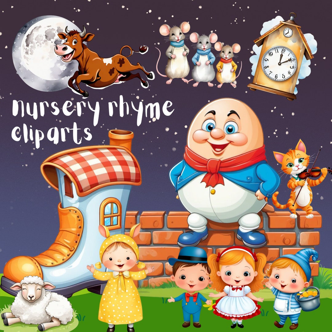 Humpty Dumpty Nursery Rhymes 18 Png Clipart Bundle, Vintage Anime ...