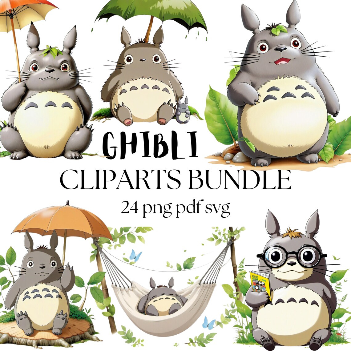 My Neighbor Totoro Cliparts Bundle, Totoro Svg, Studio Ghibli Png ...