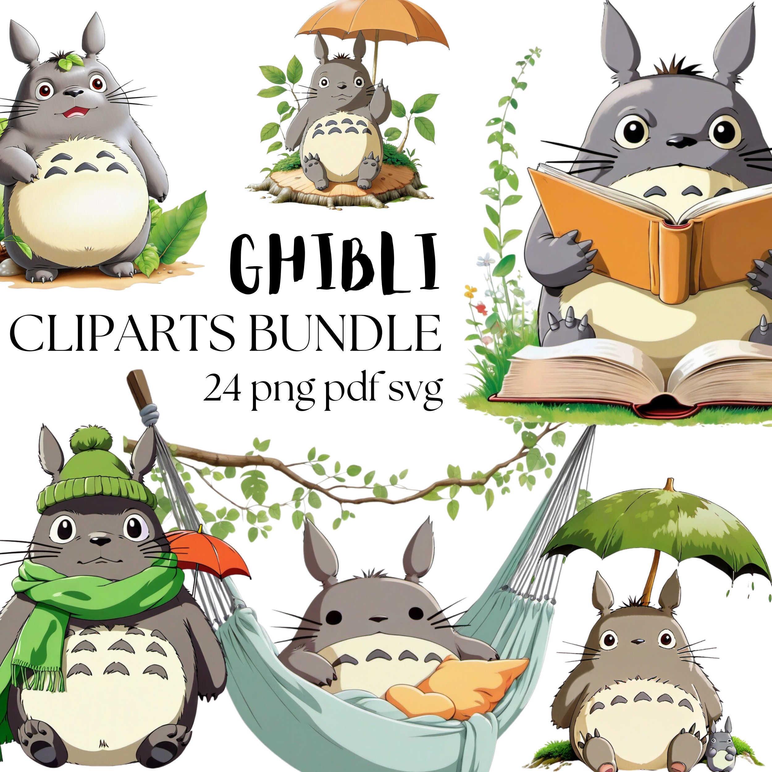 My Neighbor Totoro Cliparts Bundle, Totoro Svg, Studio Ghibli Png ...