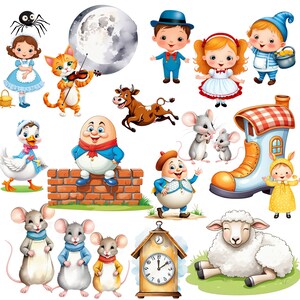 Humpty Dumpty Nursery Rhymes 18 Png Clipart Bundle, Vintage Anime ...