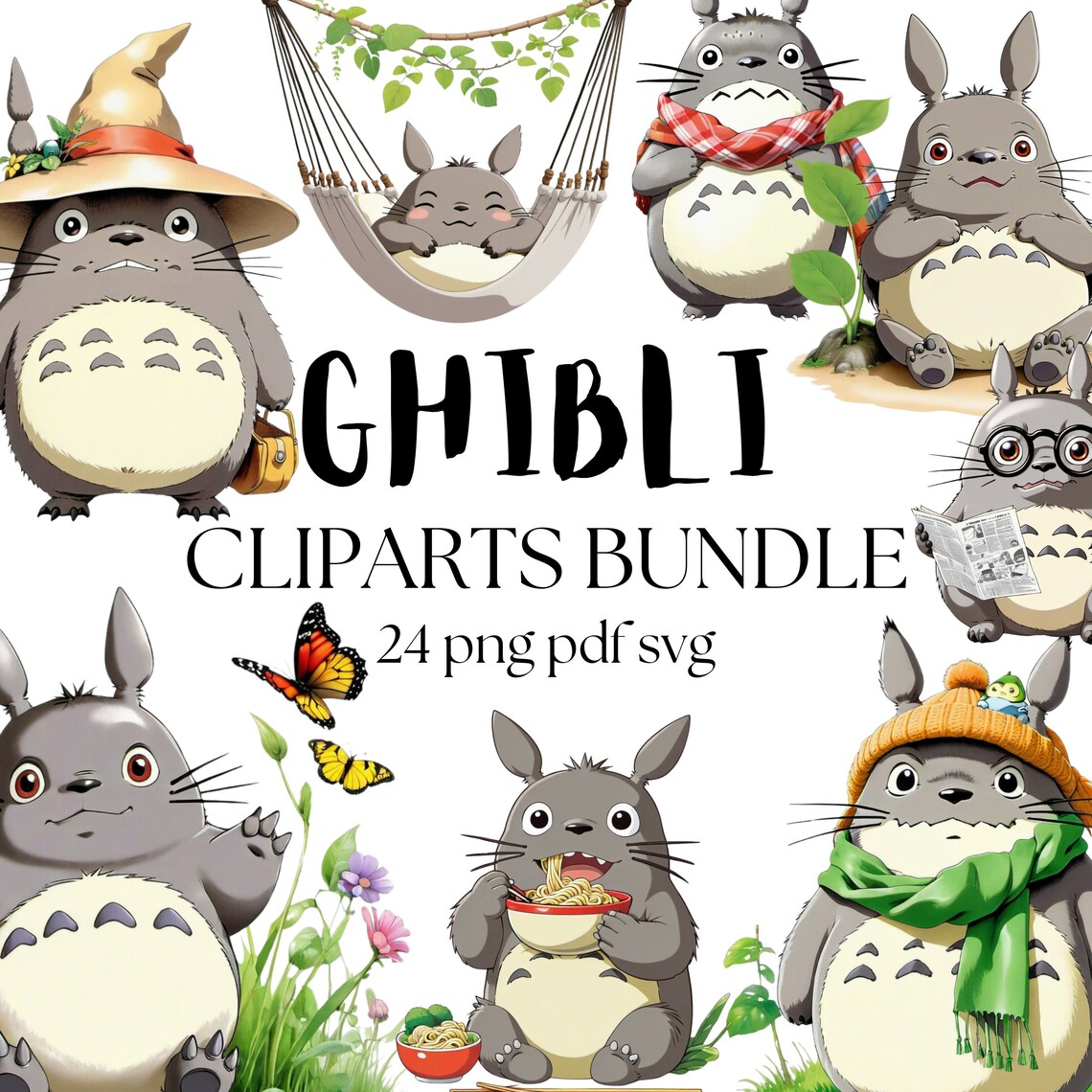 My Neighbor Totoro Cliparts Bundle, Totoro Svg, Studio Ghibli Png ...