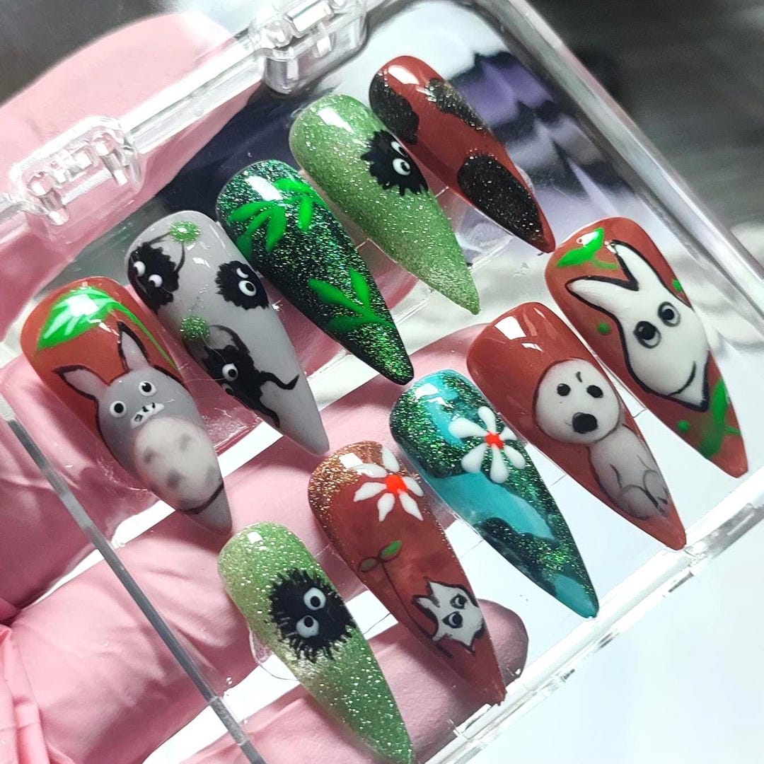 Studio Ghibli My Neighbor Totoro Inspired Press on Nails, Anime Nails ...