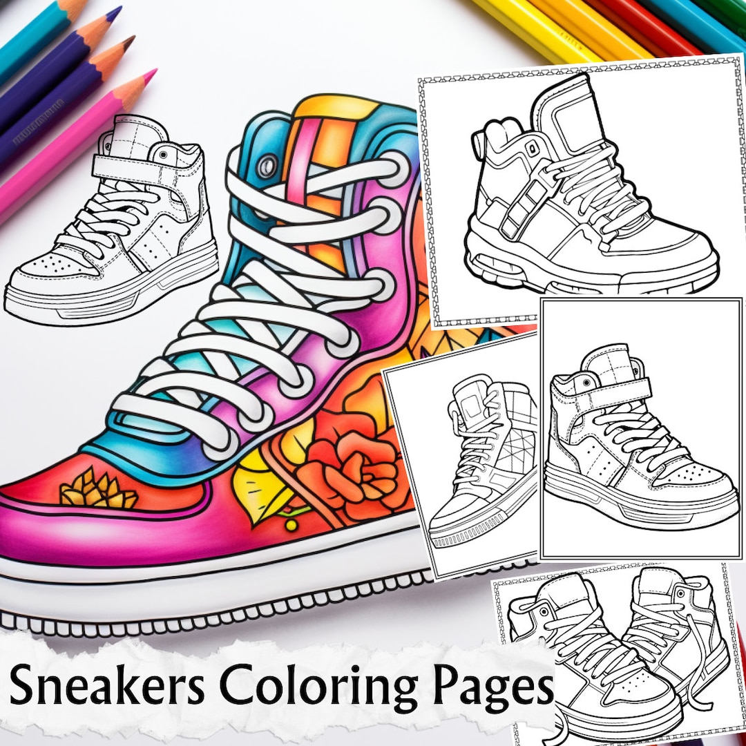 Sneaker Coloring Pages: 73 Trendy Shoe Designs (PDF Download) - Etsy