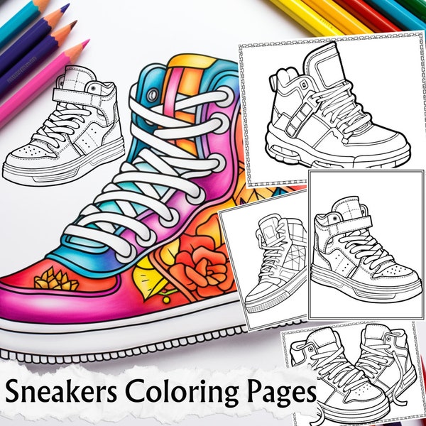Sneaker Coloring Pages - Etsy
