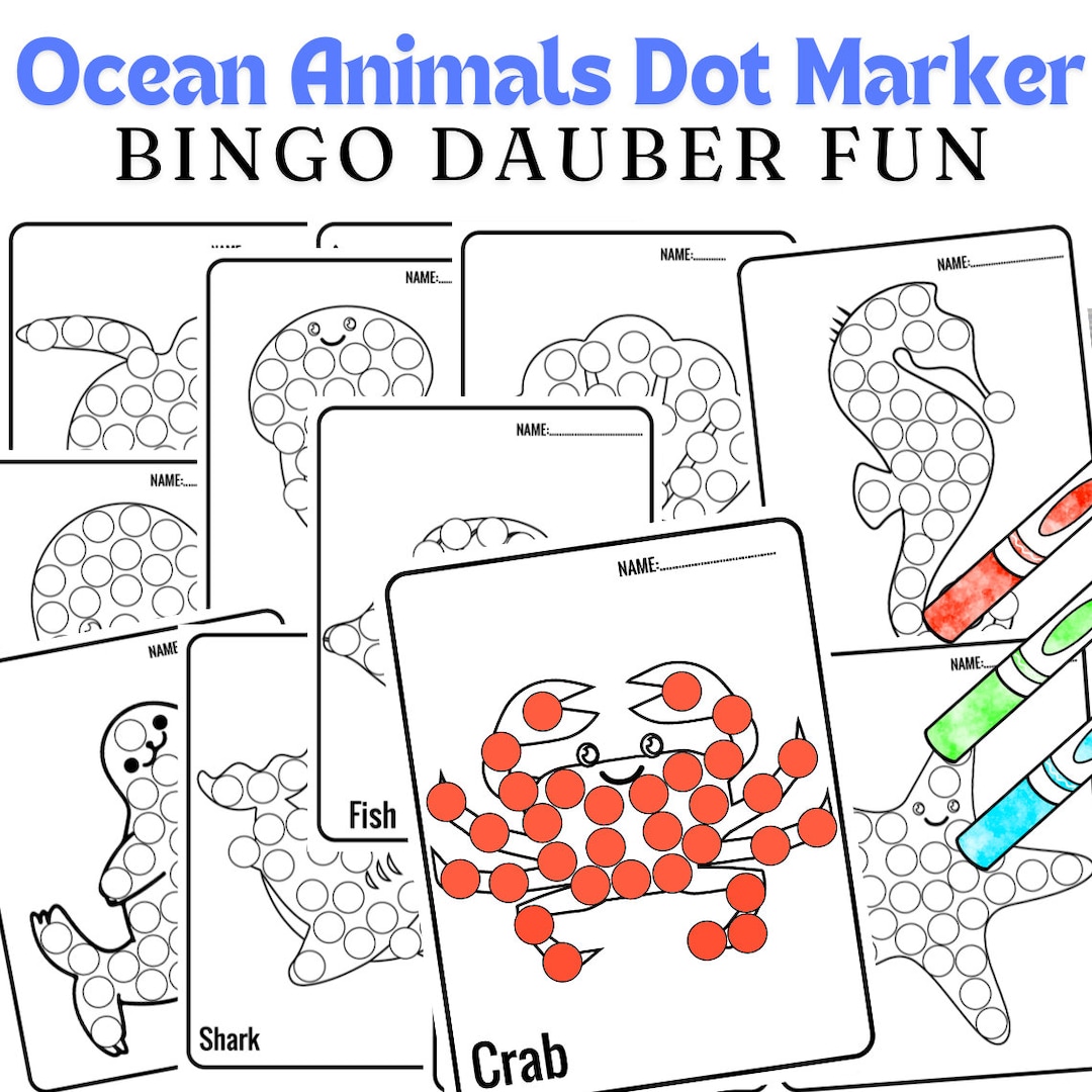 Ocean Animals Dot Marker Activity Book | Toddler Bingo Dauber Printable ...