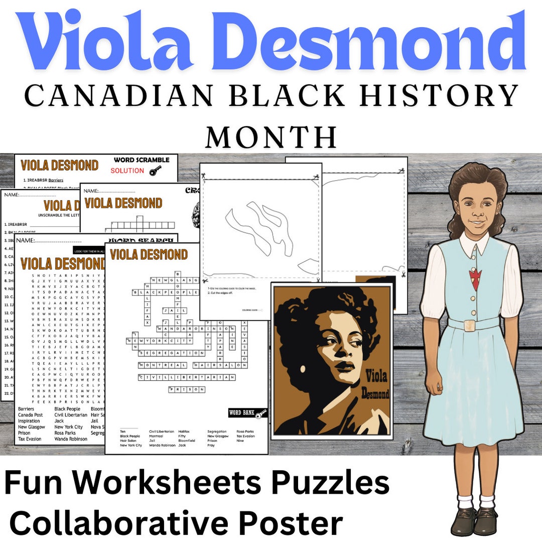 Viola Desmond Collaborative Poster and Worksheets for Women's Black ...