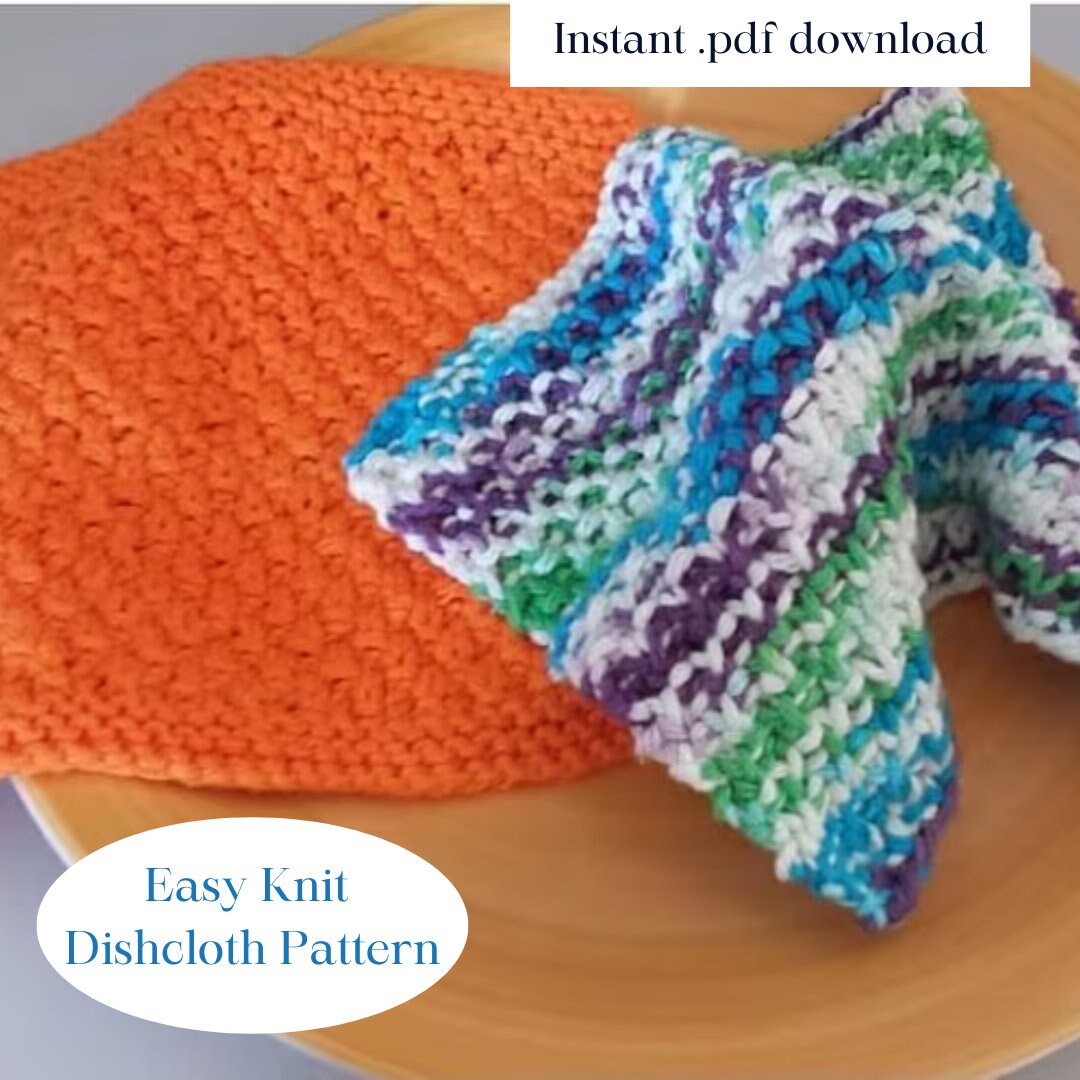 Easy Knit Dishcloth Pattern, Easy Knitting Pattern, Beginner Knitting ...