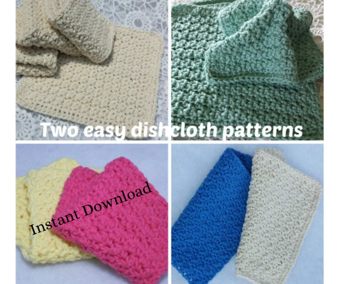 Easy Dishcloth Pattern, Two Easy Crochet Dishcloth Patterns, Beginner ...