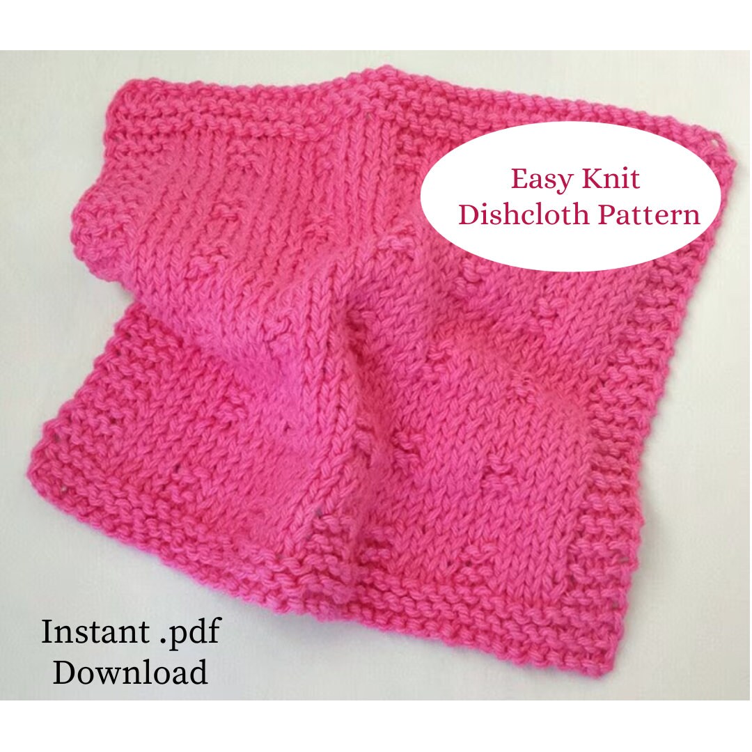 Knit Dishcloth Pattern, Simple Knit Dishcloth, Easy Dishcloth Pattern ...