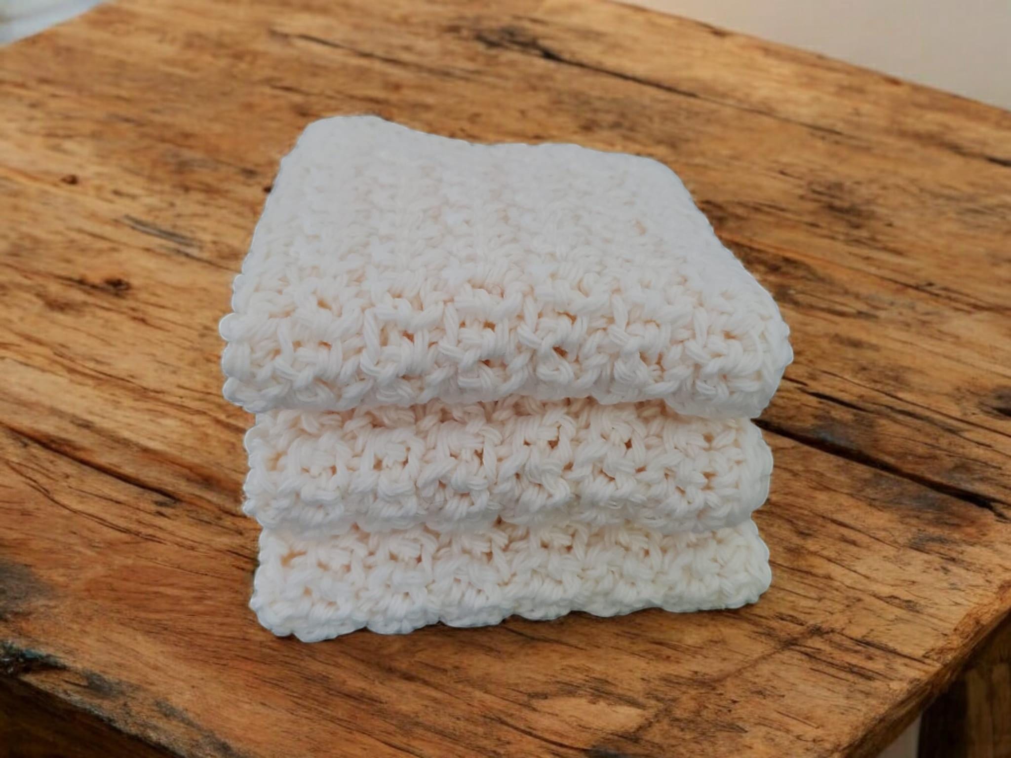 Neutral Crochet Dishcloths, Set of 3 Cream Colored Crocheted Dishcloths ...
