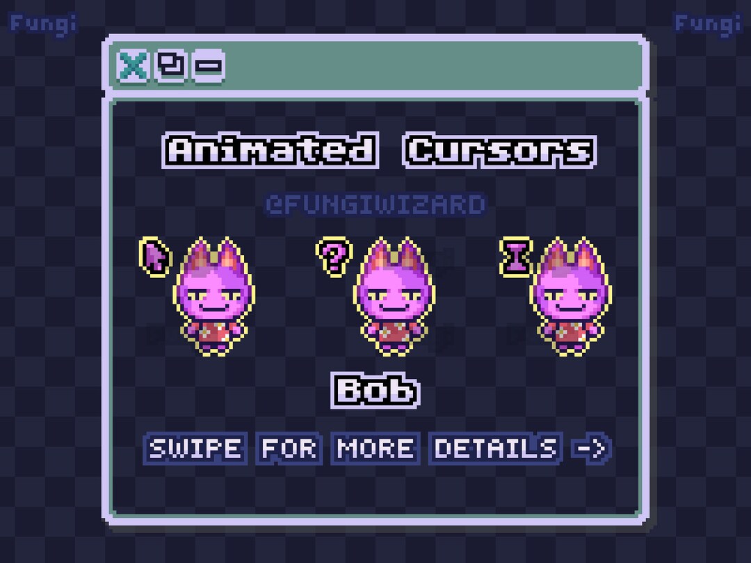 Cute Animal Crossing Animated Mouse Cursors ~ Purple Cat Villager Pixel ...