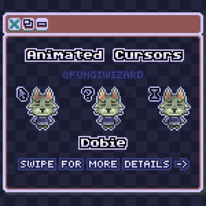 Cute Animal Crossing Animated Mouse Cursors Grey Wolf Villager Pixel ...