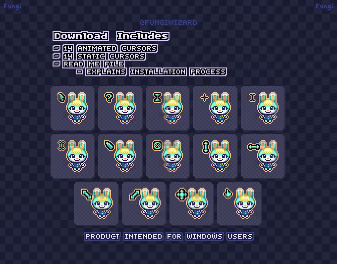 Cute Animal Crossing Animated Mouse Cursors ~ Cyan Rabbit Villager ...