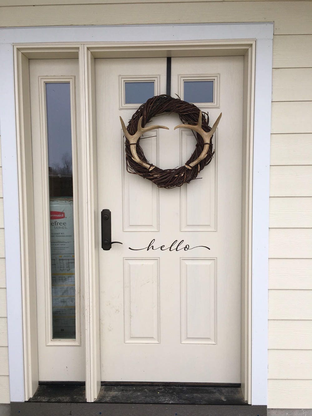 Hello Front Door Decal Script Lettering Greeting Front Door Etsy