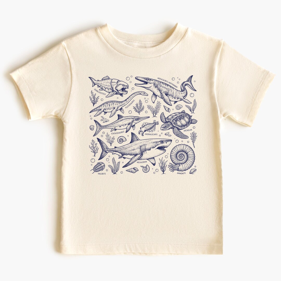 Prehistoric Ocean Creatures Youth Kids T-shirt, Megalodon Dinosaur ...