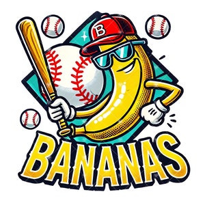 Let's Go Bananas Baseball PNG Bundle Sports Team Mascot Funny Banana ...