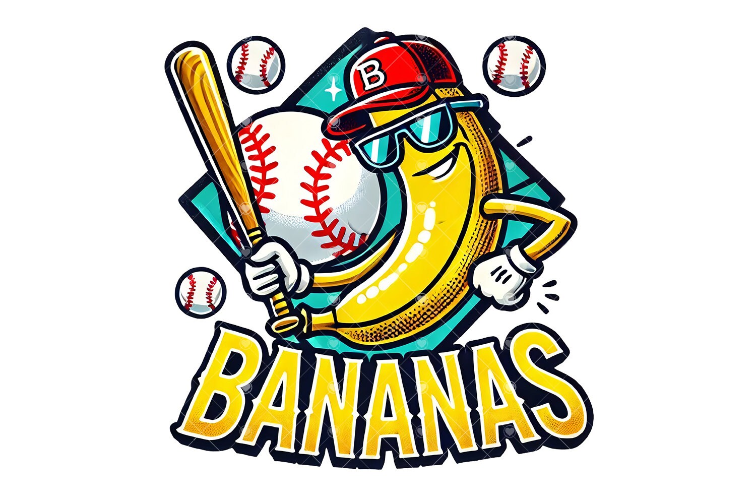 Let's Go Bananas Baseball PNG Bundle Sports Team Mascot Funny Banana ...