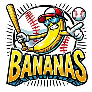 Let's Go Bananas Baseball PNG Bundle Sports Team Mascot Funny Banana ...