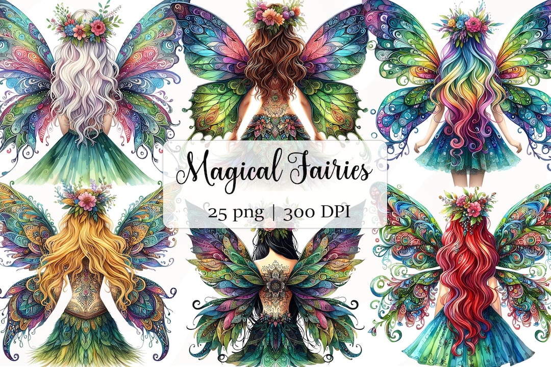 Watercolor Magical Fairies Clipart Bundle, Nature Cute Magical Forest ...
