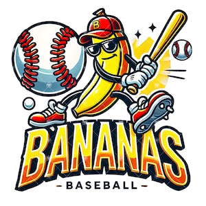 Let's Go Bananas Baseball PNG Bundle Sports Team Mascot Funny Banana ...