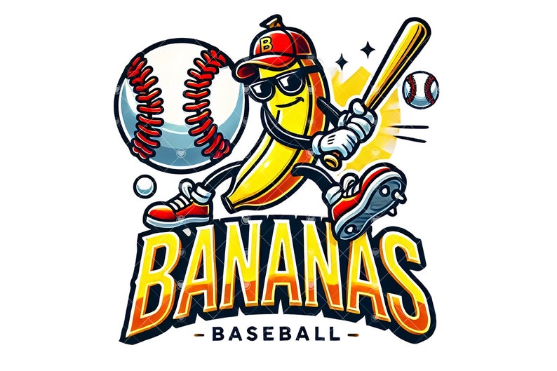 Let's Go Bananas Baseball PNG Bundle Sports Team Mascot Funny Banana ...