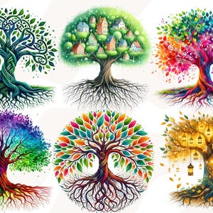 Watercolor Tree With Roots Clipart, Forest Tree Scrapbooking Clipart ...
