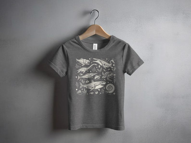 Prehistoric Ocean Creatures Youth Kids T-shirt, Megalodon Dinosaur ...