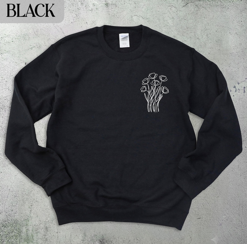Comfort Colors® Poppy Line Art T-shirt, Minimalist Floral Sweatshirt ...