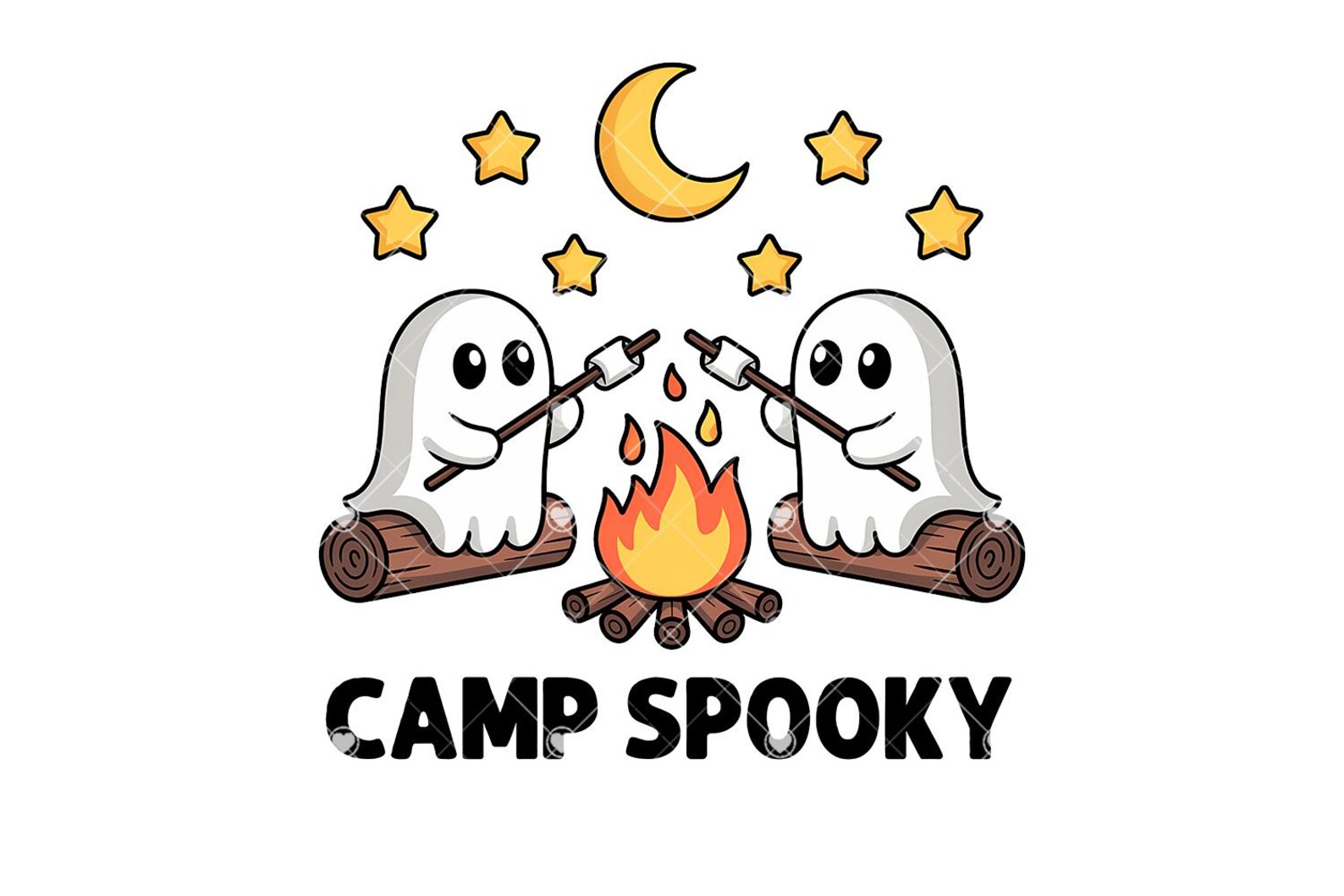 Cute Ghosts Camp Spooky Sublimation Design, Halloween Vintage PNG ...