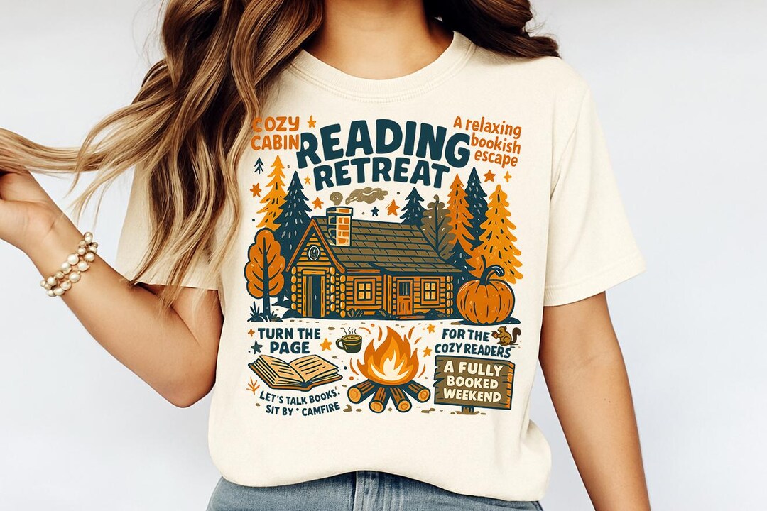 Cozy Cabin Reading Retreat PNG, Fall Bookish Design, Autumn Readers ...