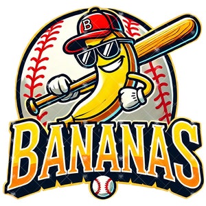 Let's Go Bananas Baseball PNG Bundle Sports Team Mascot Funny Banana ...