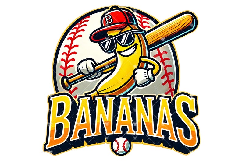 Let's Go Bananas Baseball PNG Bundle Sports Team Mascot Funny Banana ...