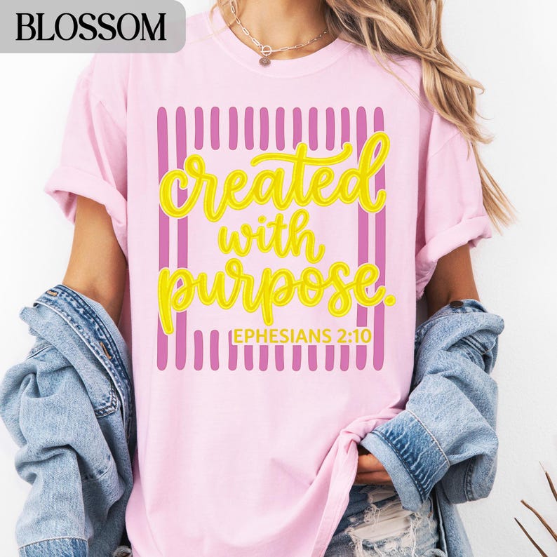 Created With Purpose Comfort Colors® Christian T-shirt, Faith ...