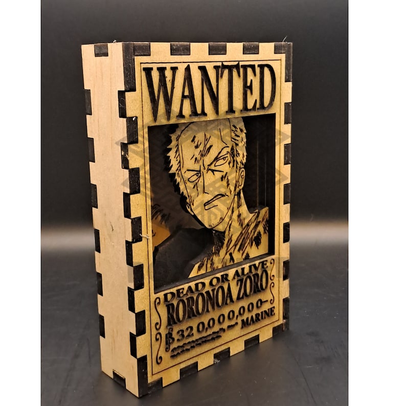 Pirates Zoro Wanted Poster 3D Laser Cut File 129 X 84 Cm Digital ...