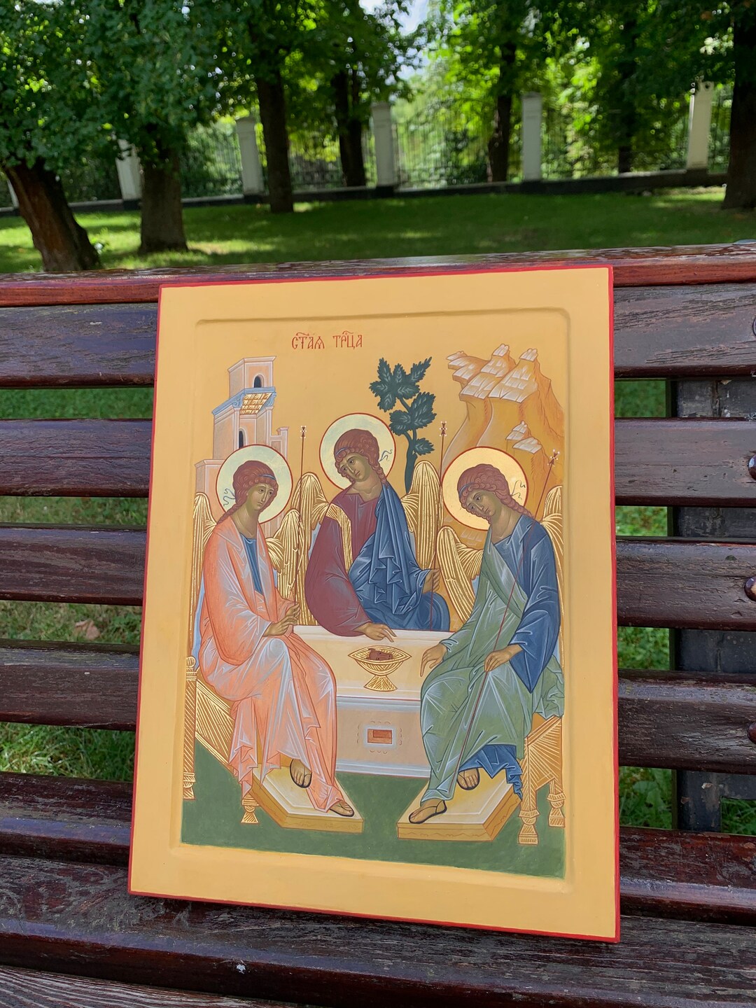 A Painted Icon of the Holy Trinity. Icon Size 30*40 . Painting Holy ...