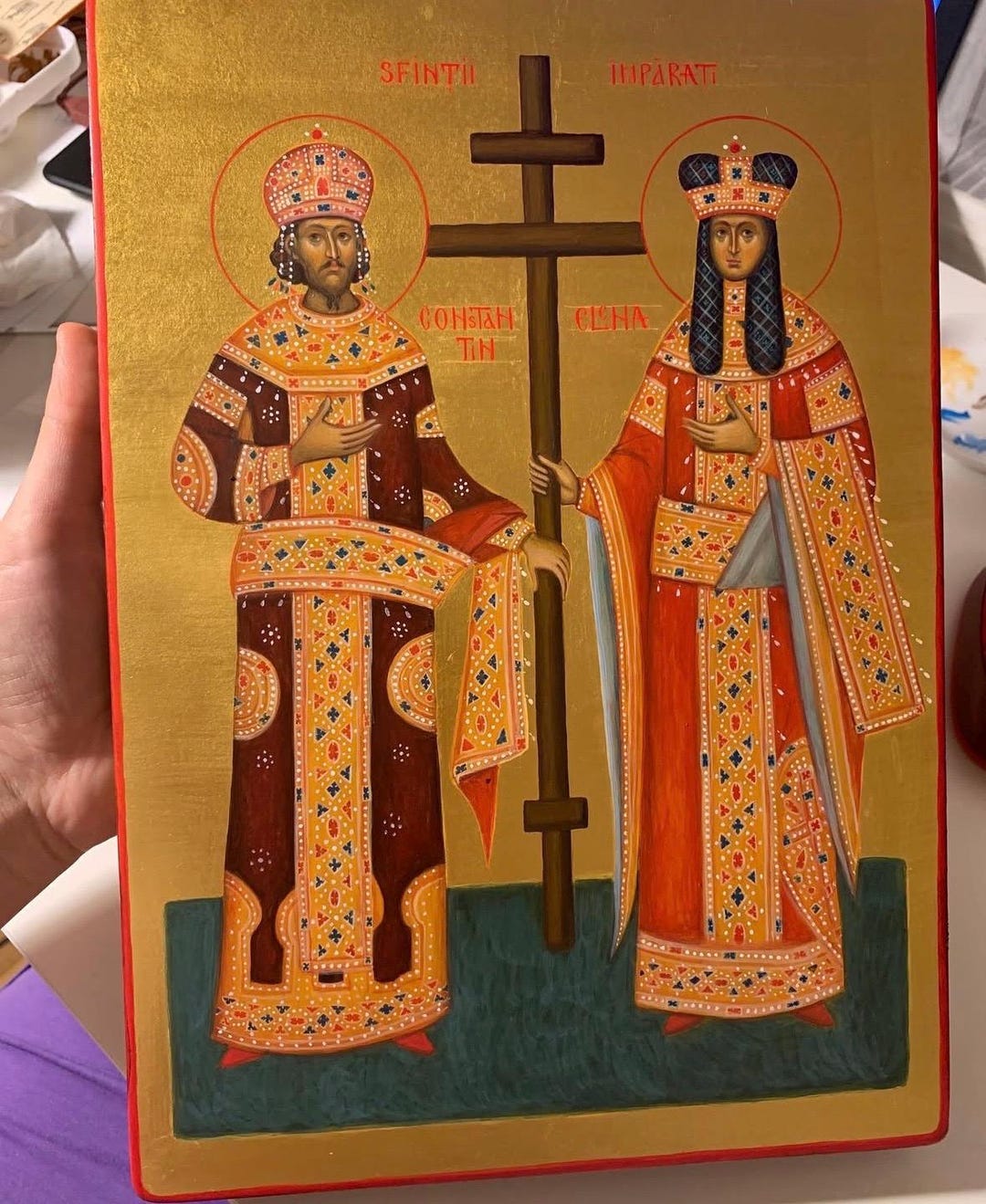 A Painted Saint Constantine and Saint Helen Icon, Emperor Constantine ...