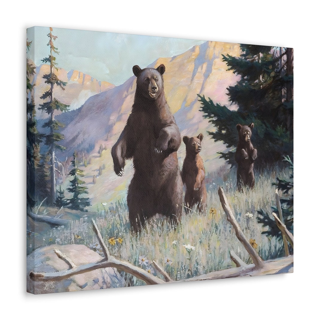 Bear With Cubs by Philip Goodwin Framed 3-D Canvas Painting Art Print ...