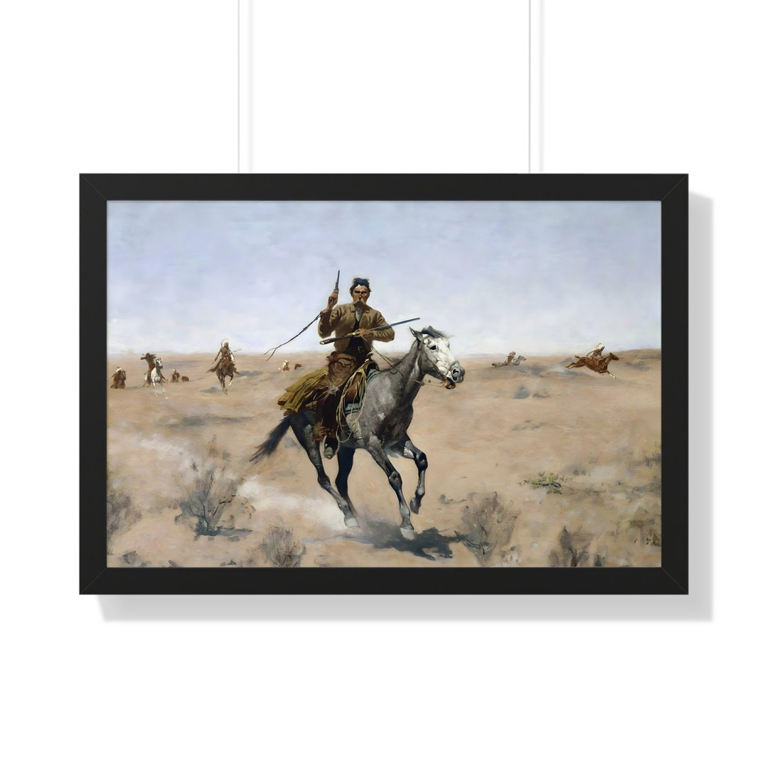The Flight by Frederic Remington Framed Painting Art Print Poster - Etsy