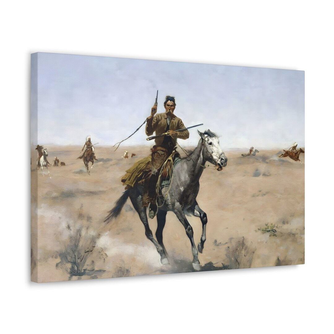 The Flight by Frederic Remington Framed 3-D Canvas Painting Art Print ...