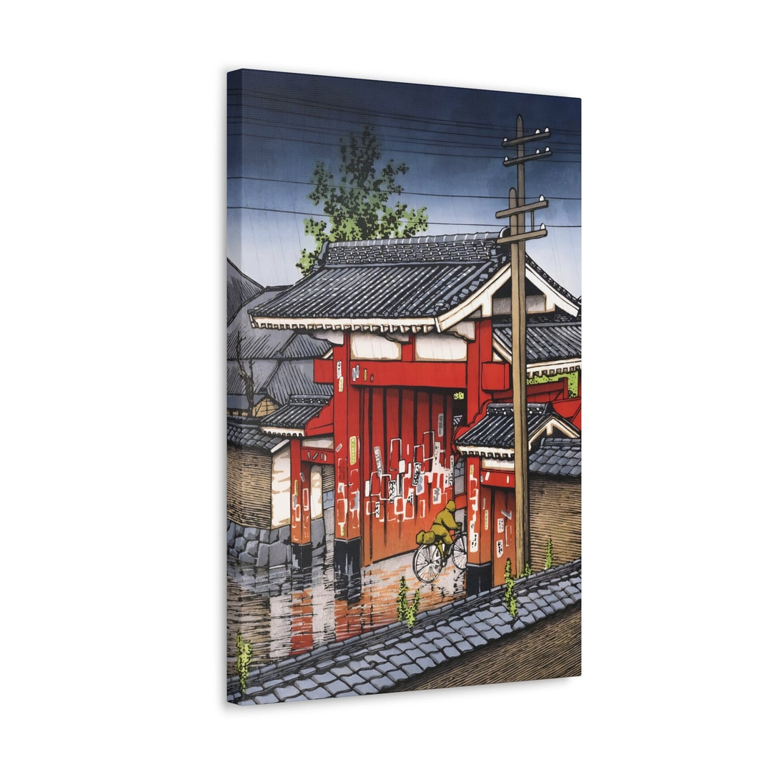 Great Gate at Shiba by Hasui Kawase Framed 3-D Canvas Painting Japanese ...