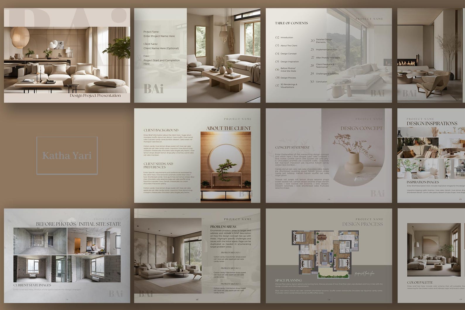 Creative Interior Design Canva Template for Projects With Mood Boards ...